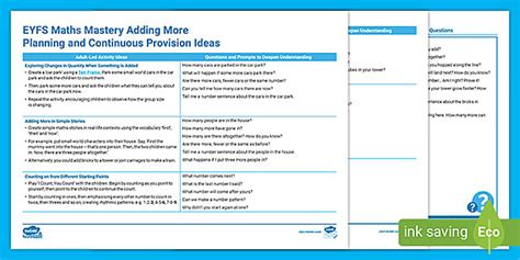 Eyfs Maths Mastery Adding More Planning And Continuous Provision Ideas
