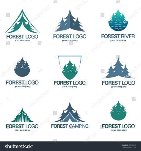 Set Vector Forest Logos Vector De Stock Libre De Regalías 406169656