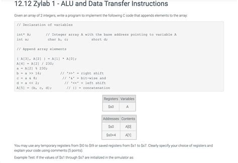 solved 12 12 zylab 1 alu and data transfer instructions