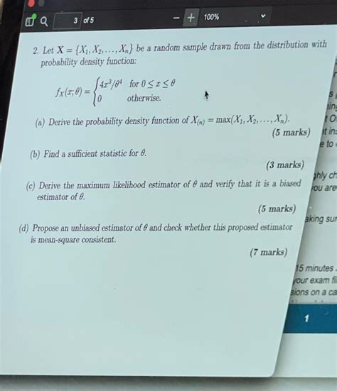 2 Let X {x1 X2 … Xn} Be A Random Sample Drawn From