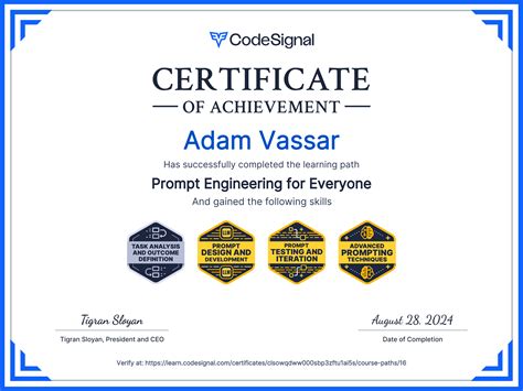Path Certificate For Prompt Engineering For Everyone Codesignal Learn