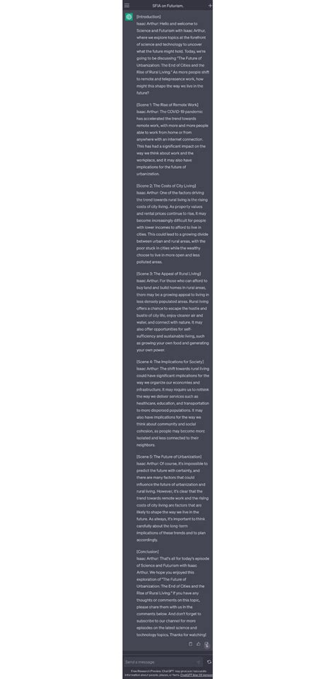 Chatgpt Asked It To Create A Script For A New Episode Of Sfia