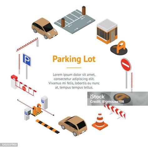 주차 요소 개념 배너 카드 원 3d 아이소메트릭보기 벡터 게이트에 대한 스톡 벡터 아트 및 기타 이미지 게이트 등측투영법 건설용 배리어 Istock