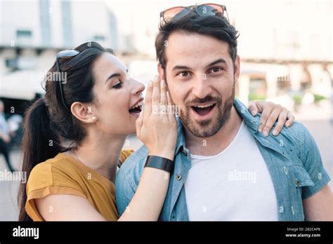 Woman Revealing Pregnancy To Her Boyfriend Stock Photo Alamy