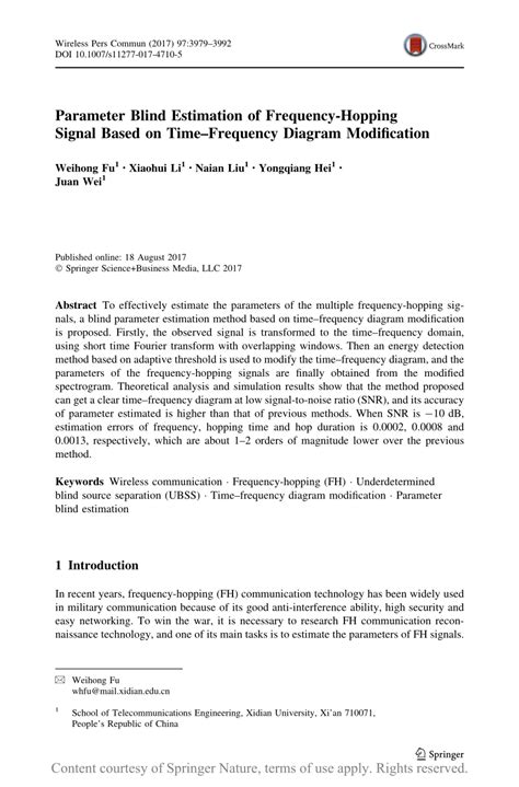 Parameter Blind Estimation Of Frequency Hopping Signal Based On Timefrequency Diagram