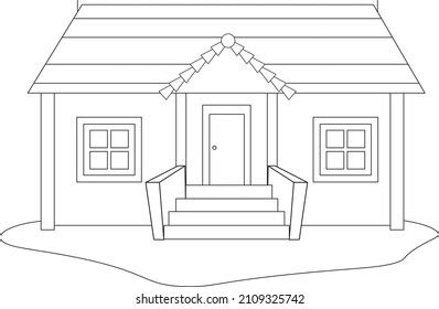 Editable Illustrated House Coloring Template Stock Vector Royalty Free