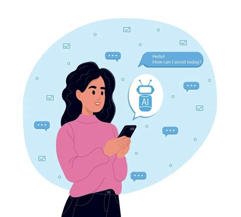 Woman Uses The Technology Of A Smart Ai Robot Chat Concept Artificial