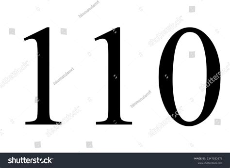 Number 110 Black On White Background Stock Illustration 2347552673