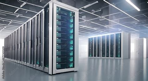 Hightech Data Center With Server Racks Digital Connections