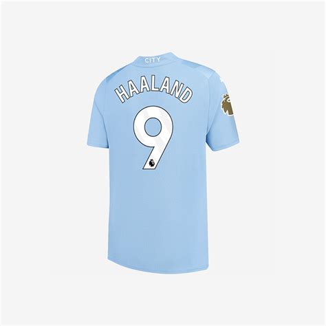 푸마 맨체스터 시티 202324 홈 저지 팀 라이트 블루 엘링 홀란드 프리미어 리그 풀 마킹 버전 Over The Pitch Kream