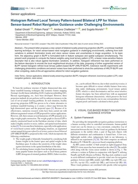 Histogram Refined Local Ternary Pattern Based Bilateral Lpp For Vision Sensor Based Robot