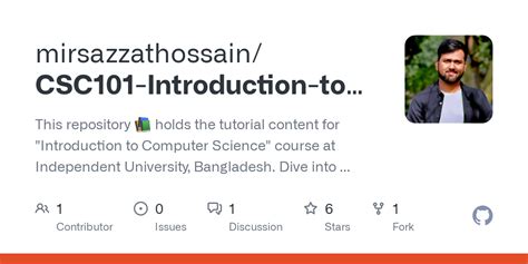 Github Mirsazzathossaincsc101 Introduction To Computer Science This