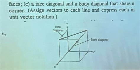 SOLVED Faces C A Face Diagonal And A Body Diagonal That Share A Comer Assign Vectors To