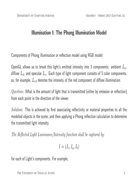 The Phong Illumination Model Pdf