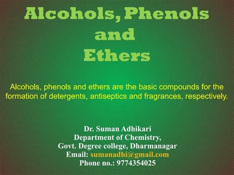 Alcohols Phenols And Ethers Class Xii Pptx