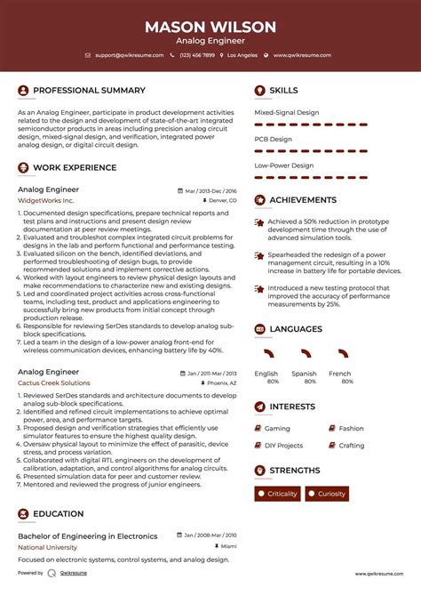 10 Analog Engineer Resume Samples And Templates For 2025