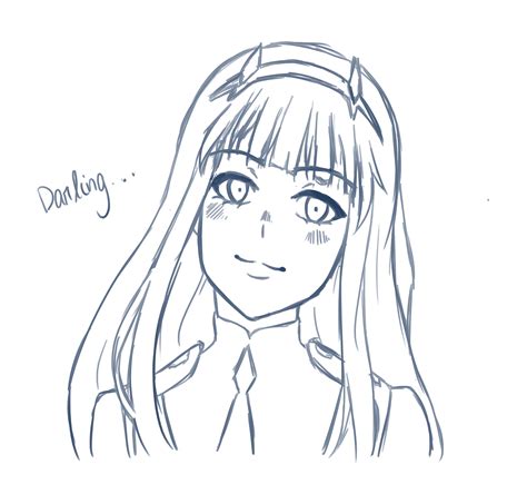 Zero Two Sketch Cuz Im Gay For Her R Zerotwo