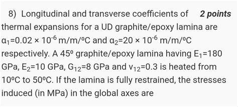 Solved 8 Longitudinal And Transverse Coefficients Of 2