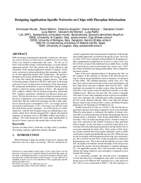 Pdf Designing Application Specific Networks On Chips With Floorplan