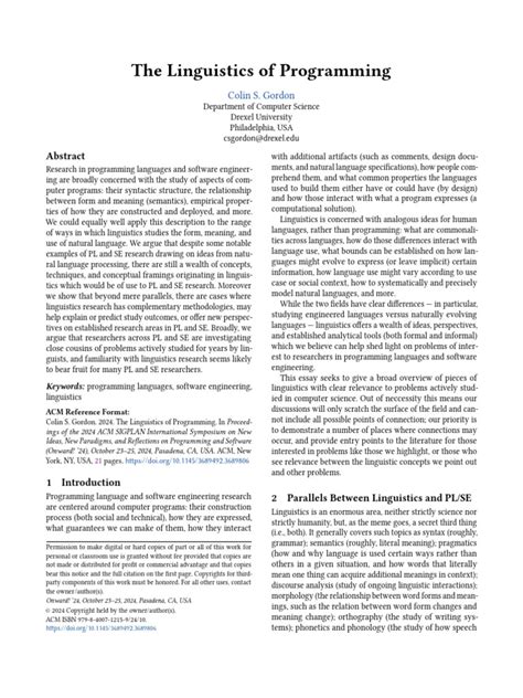 Linguistics Of Programming Languages Pdf