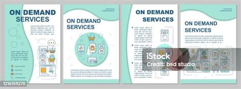 온디맨드 경제 브로셔 템플릿 레이아웃 고객 서비스 전단지 소책자 선형 그림이있는 전단지 인쇄 디자인 잡지 연례 보고서 광고 포스터에 대한 벡터 페이지 레이아웃 A4 용지에