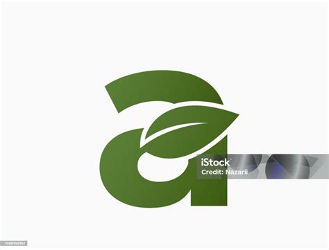잎이 있는 소문자 A 창조적 인 에코 로고 디자인 자연과 환경 디자인 요소 Brand Name Online Messaging Platform에 대한 스톡 벡터 아트 및 기타