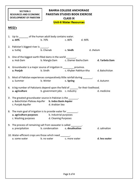 Ix Ch 6 Exercise 1 Pdf Irrigation Reservoir