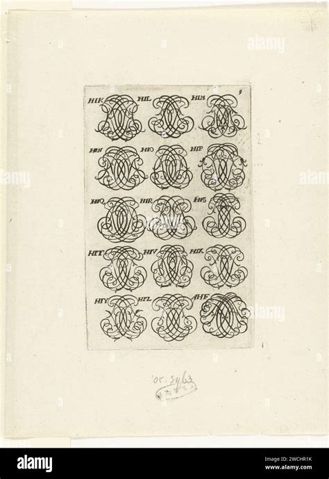 Fifteen Letter Monograms Hik Ahf C 1690 C 1691 Print From Series