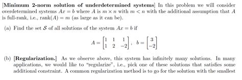solved [minimum 2 norm solution of underdetermined systems]