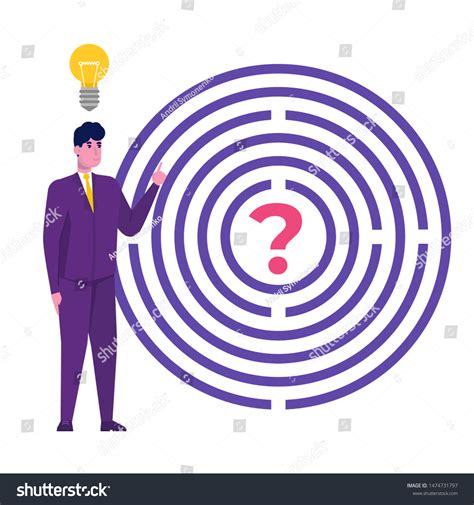 problem solving concept man labyrinth flat เวกเตอร์สต็อก ปลอดค่า