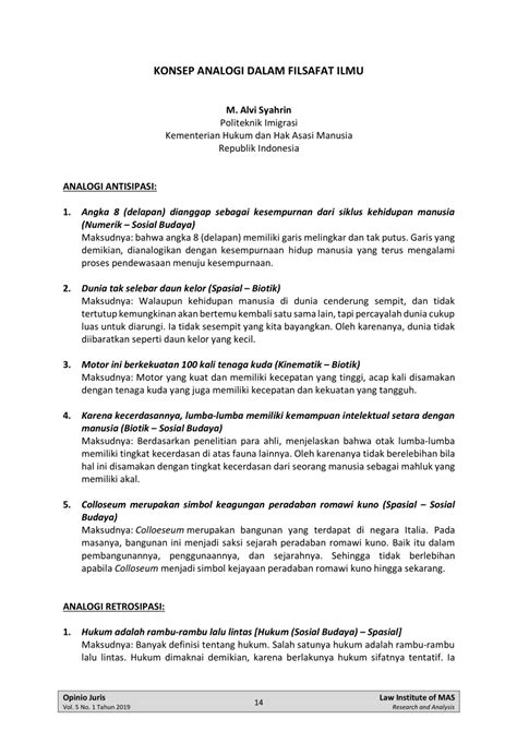 Pdf Konsep Analogi Dalam Filsafat Ilmu