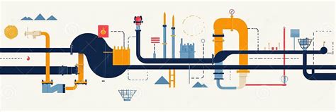 Gas Pipeline Flow Infographic Showcasing Minimalist Design And Environmental Elements In