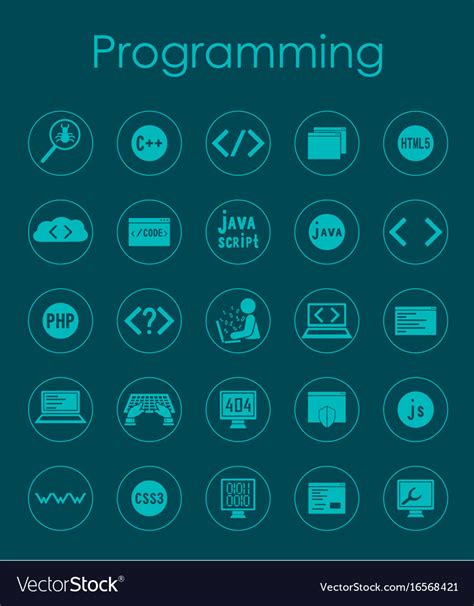 Set Of Programming Simple Icons Royalty Free Vector Image