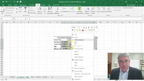 How To Create A Correlation Table In Apa Style Using Excel 2016