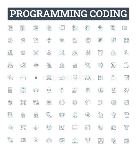 Programming Coding Vector Line Icons Set Programming Coding Scripting Coding Language