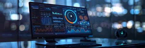 a futuristic computer monitor displaying an abstract network monitoring