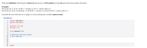Solved Write The Definition Of The Function Clusters That