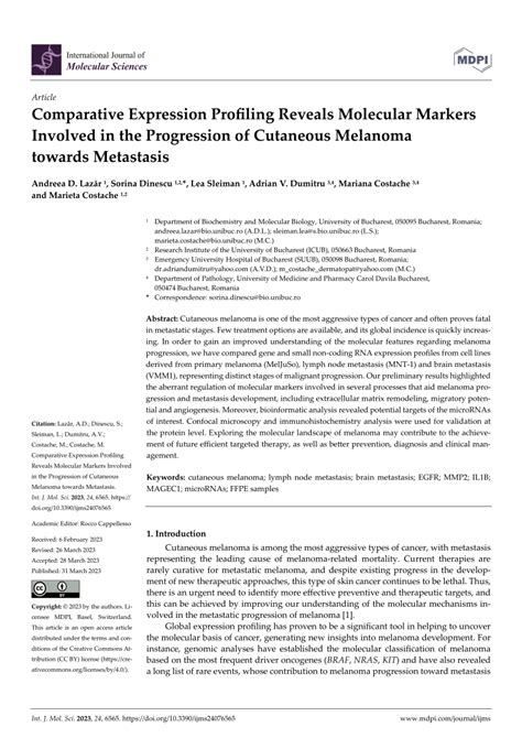 Pdf Comparative Expression Profiling Reveals Molecular Markers