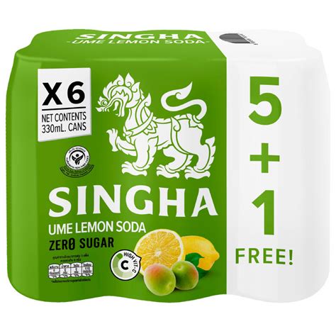 Singha Ume Lemon Soda No Sugar 330ml Pack 5 Free 1 Order Online