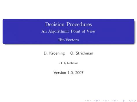 Pdf Decision Procedures An Algorithmic Point Of View … An Algorithmic Point Of View Bit