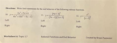 Solved Directions Write Limit Statements For The End Solved Directions Write Limit Statements For The End