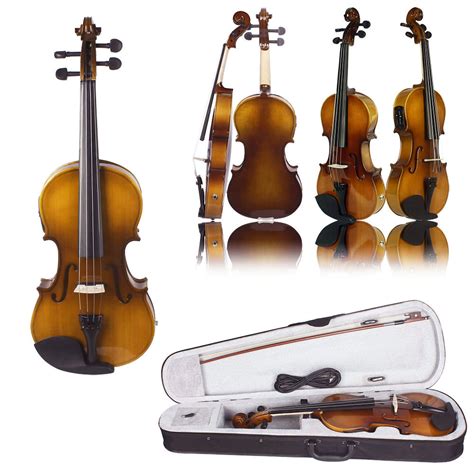 4 4 Full Size Acoustic Eq Electric Violin Fiddle Kit Solid Wood Spruce Face Board With Bow Hard