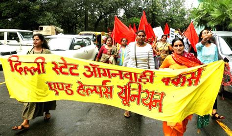 Anganwadi Workers Stage A Protest