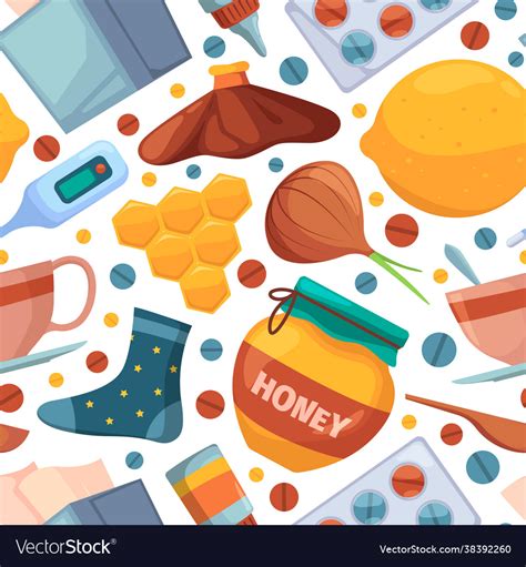 Medical Pattern Flu Prevention Protection Drugs Vector Image