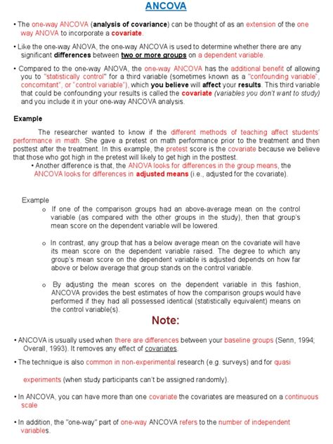 One Way Ancova Assumptions And Testing In Spss Pdf Analysis Of Covariance Dependent And
