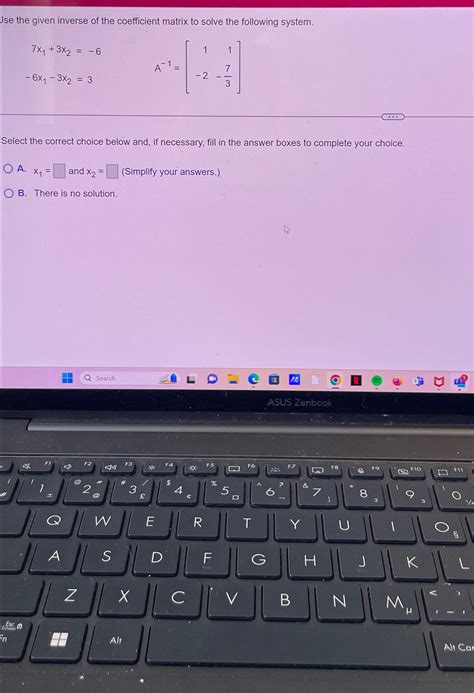 Solved Jse The Given Inverse Of The Coefficient Matrix To Chegg Com