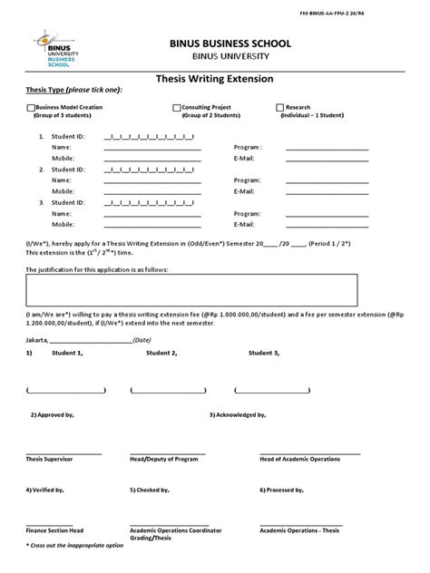 Bbs Thesis Writing Extension Form Pdf Thesis