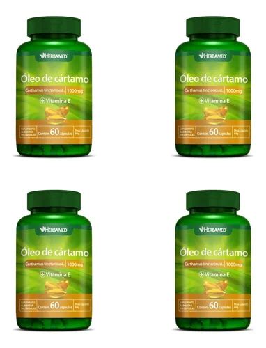 Kit 4 Un Óleo De Cártamo 1000 Mg Vitamina E Herbamed Frete Grátis