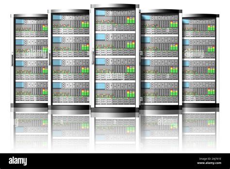 3d Illustration Server Computer Data Connection And Storing Computer