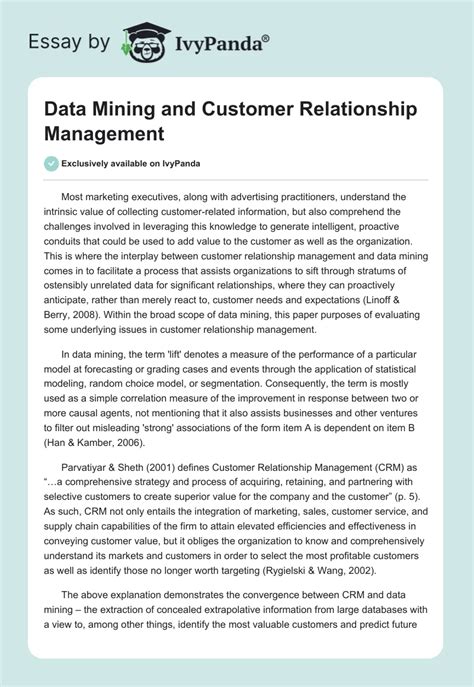 Data Mining And Customer Relationship Management 598 Words Essay